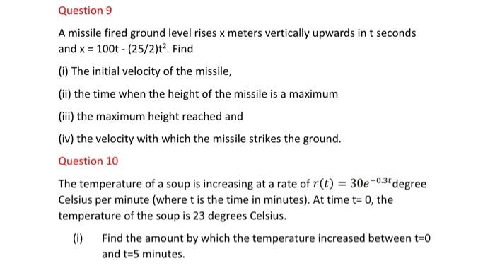 Solved A missile fired ground level rises x meters | Chegg.com