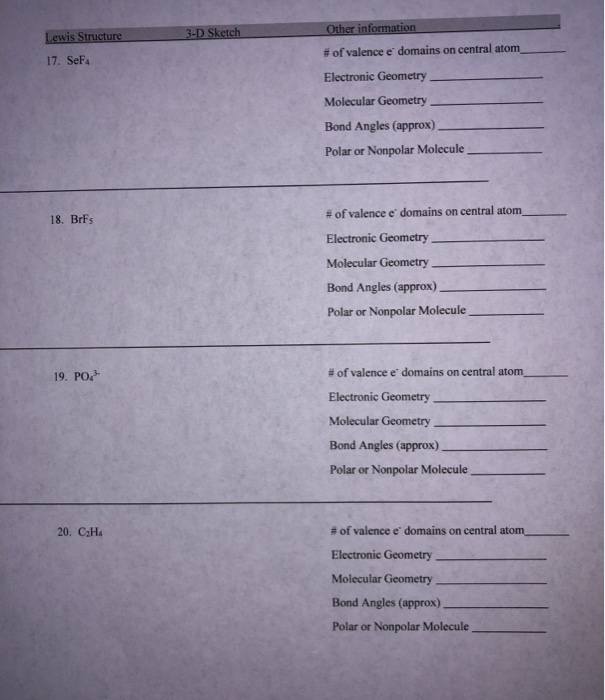Solved Lewis Structure 3-D Sketch Other information 1. NCI: | Chegg.com