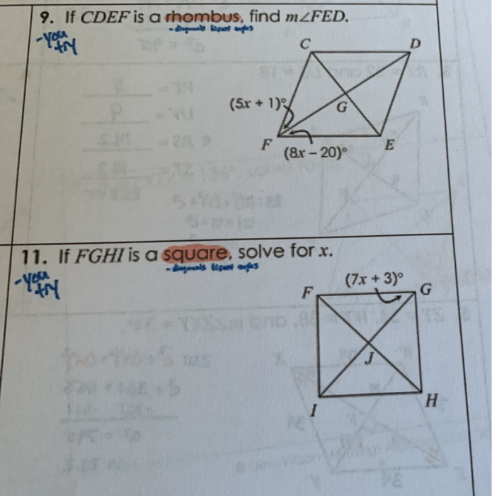 Solved 9. If CDEF is a rhombus, find mZFED. - (5x + 1): (8r | Chegg.com