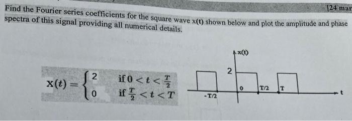 Solved Find the Fourier series coefficients for the square | Chegg.com
