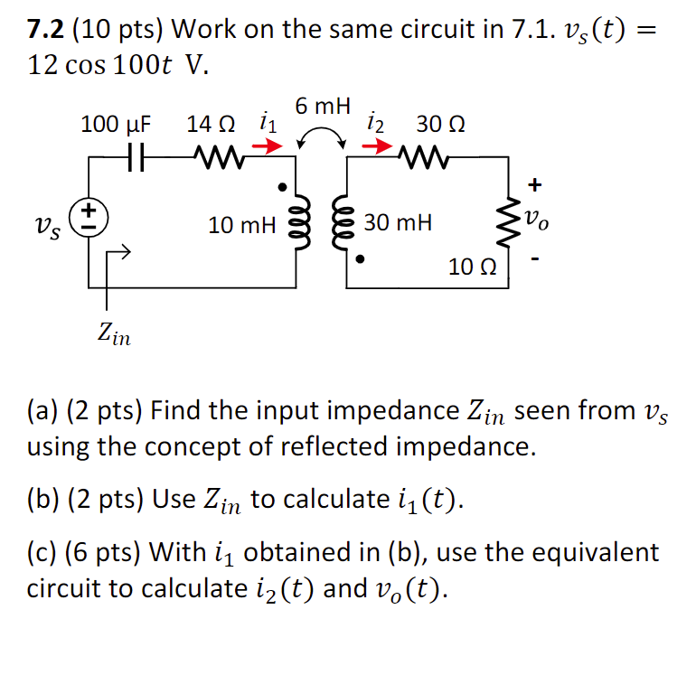 Solved (a) (2pts) ﻿Find the input impedance Zin ﻿seen from | Chegg.com