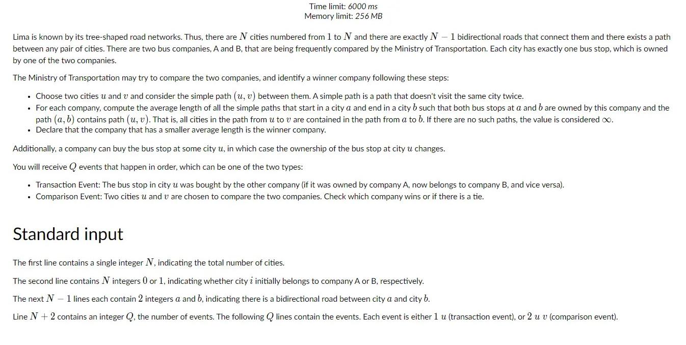 Time limit: 6000 ms Memory limit: 256 MB Lima is | Chegg.com