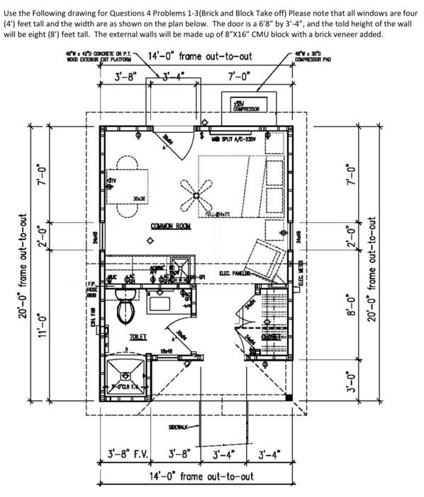 1. The total number of 8" CMU blocks used for the | Chegg.com