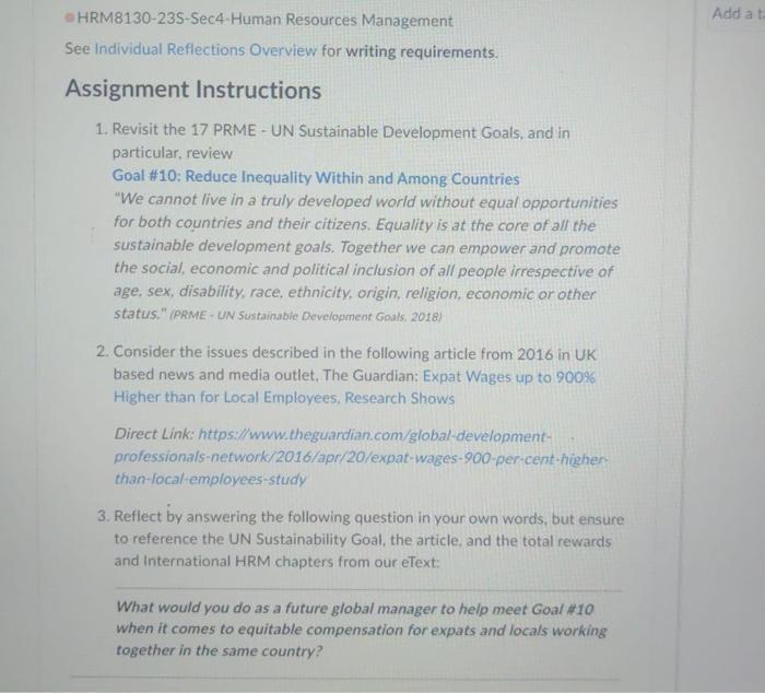 Solved See Individual Reflections Overview for writing | Chegg.com