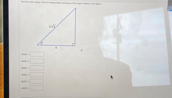 Solved Find the exact values of the six trigonometric | Chegg.com