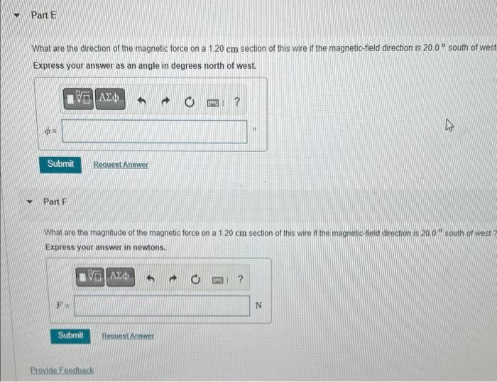 Solved A straight vertical wire carries a current of 1.20 A | Chegg.com