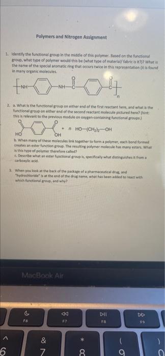 Solved Polymers and Nitrogen Assignment 1. Identify the | Chegg.com