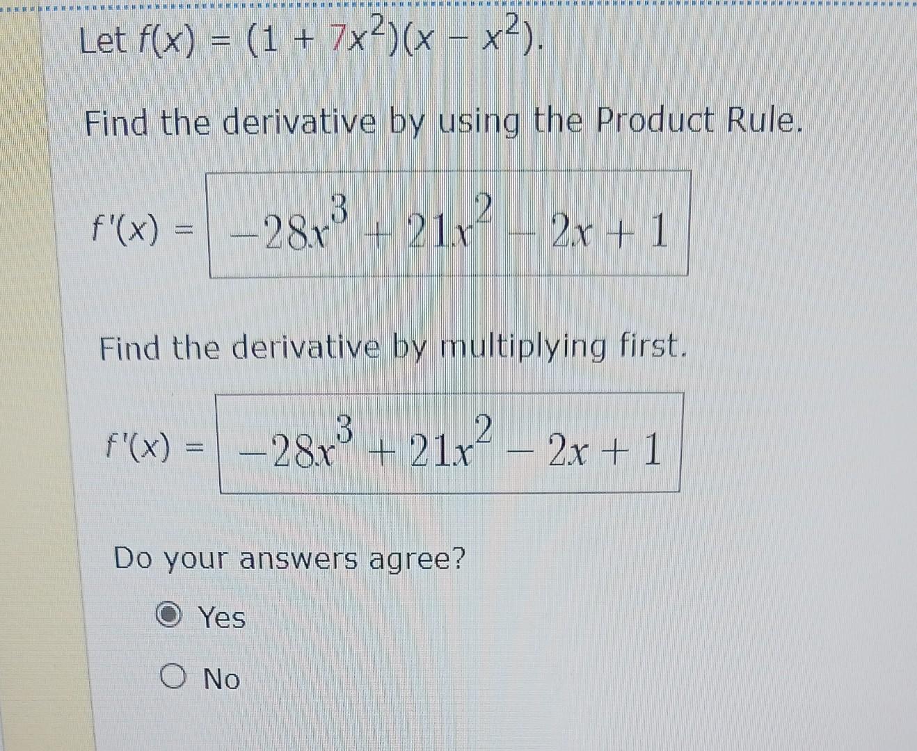 Solved Consider the following. f(x)=x4−4x3+4x2 Find f′(x) | Chegg.com