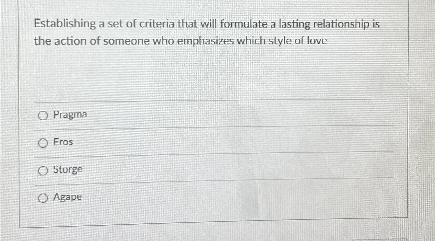 Solved Establishing a set of criteria that will formulate a | Chegg.com