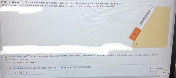Solved (7\%) Problem 10: Shown to the right is a block of | Chegg.com