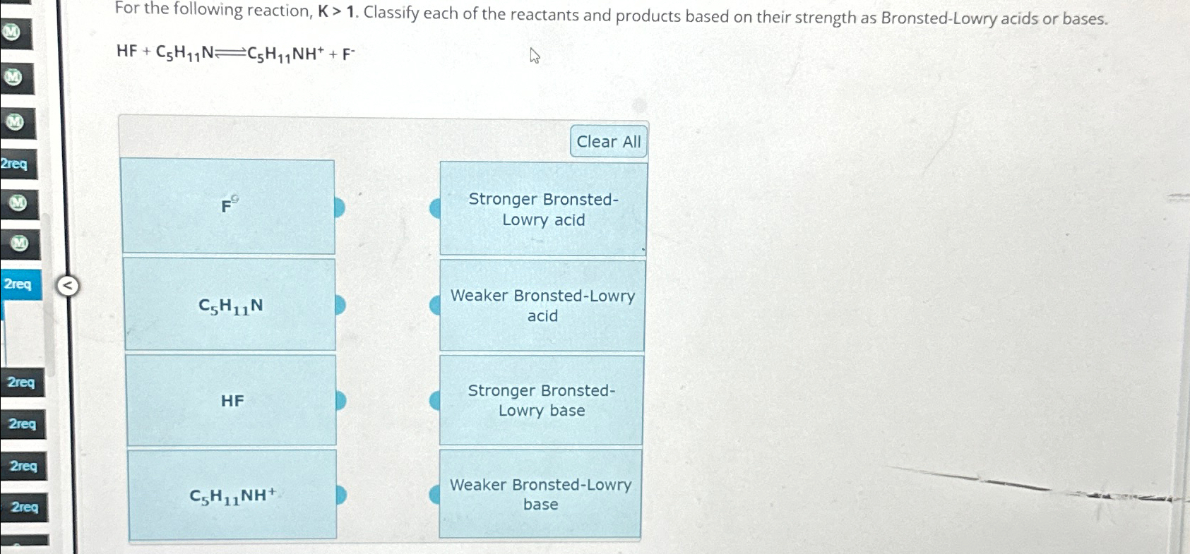 Solved For the following reaction, K>1. ﻿Classify each of | Chegg.com