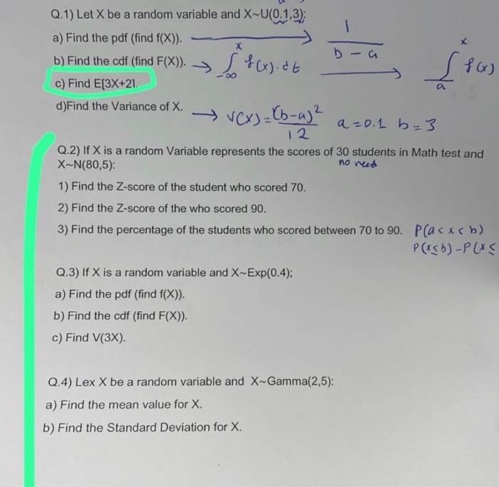 Solved a) Find the pdf (find f(x))⋅ b−a1 b) Find the cdf | Chegg.com