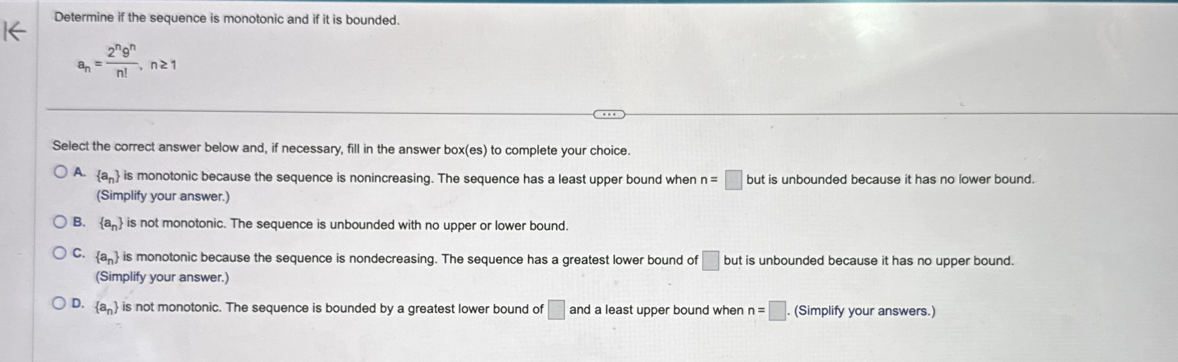 Solved Determine if the sequence is monotonic and if it is | Chegg.com