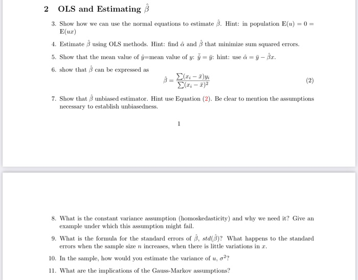 8. What is the constant variance assumption | Chegg.com