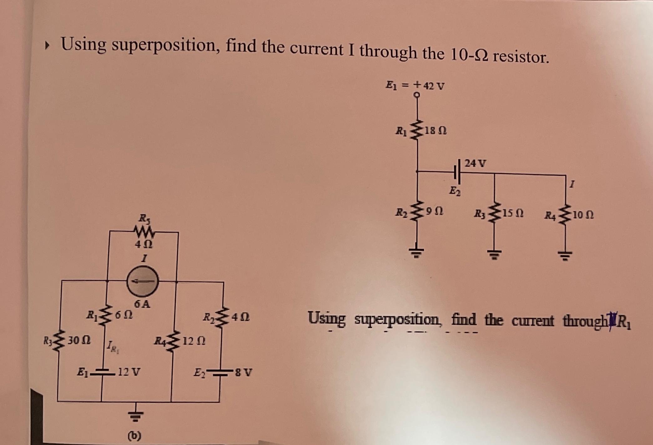 Solved Using superposition, find the current I through the | Chegg.com