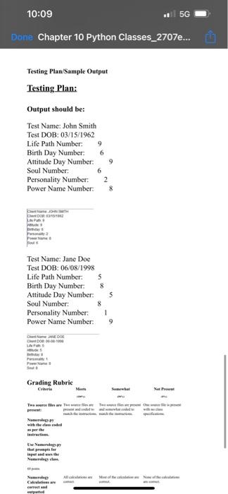 Solved 10:08 . 56 Done Chapter 10 Python Classes_2707e... | Chegg.com