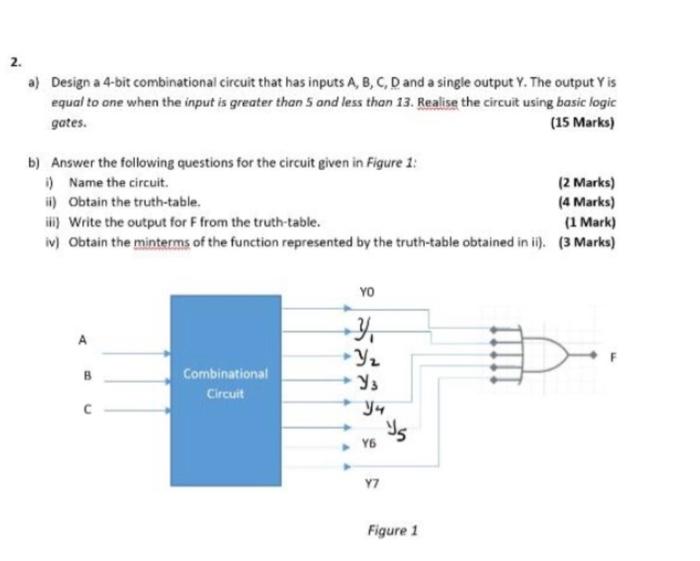 Solved a) Design a 4-bit combinational circuit that has | Chegg.com