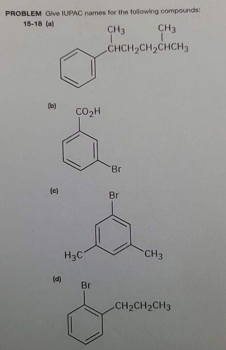 Solved PROBLEM Give IUPAC names for the following compounds: | Chegg.com