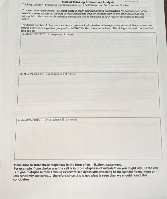 Solved Critical Thinking Preliminary Analysis Thinking | Chegg.com