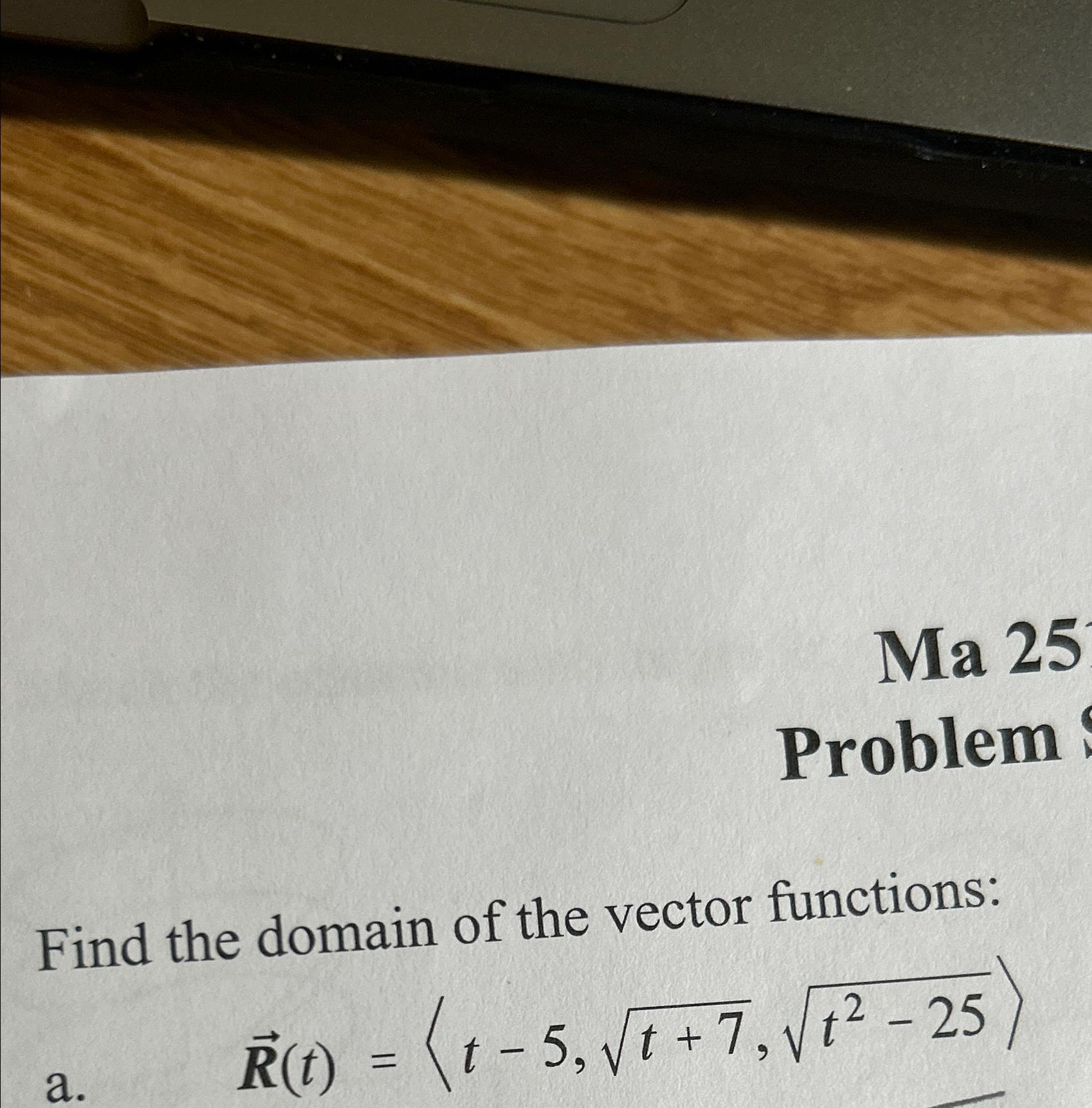 Solved Ma 25 ﻿ProblemFind the domain of the vector | Chegg.com