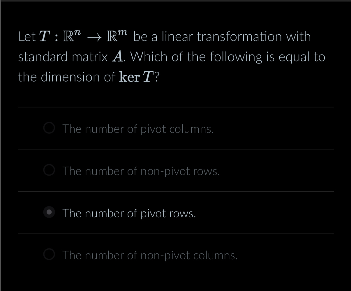 Solved Let T:Rn→Rm ﻿be a linear transformation with standard | Chegg.com