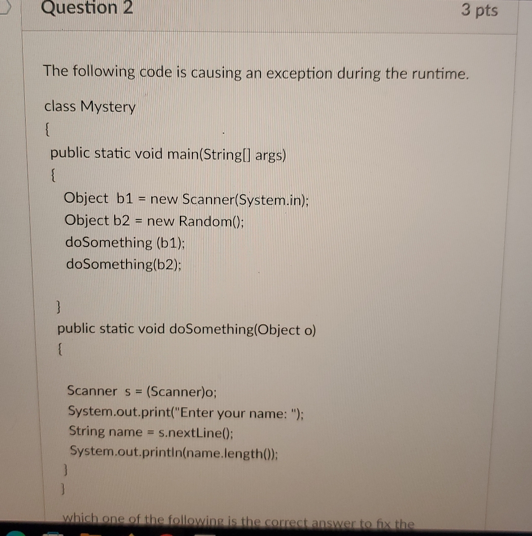 Solved Question 23 ﻿ptsThe following code is causing an | Chegg.com