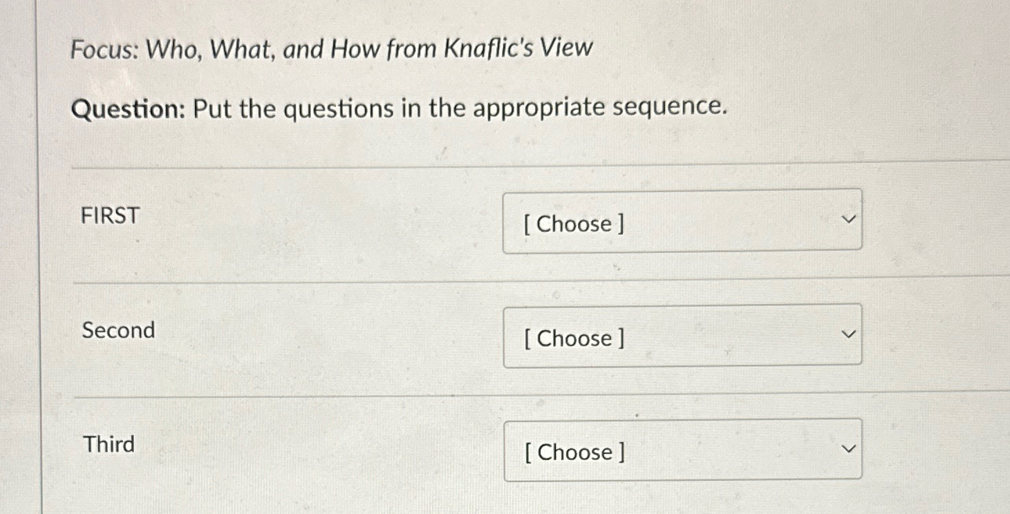 Solved Focus: Who, What, and How from Knaflic's | Chegg.com