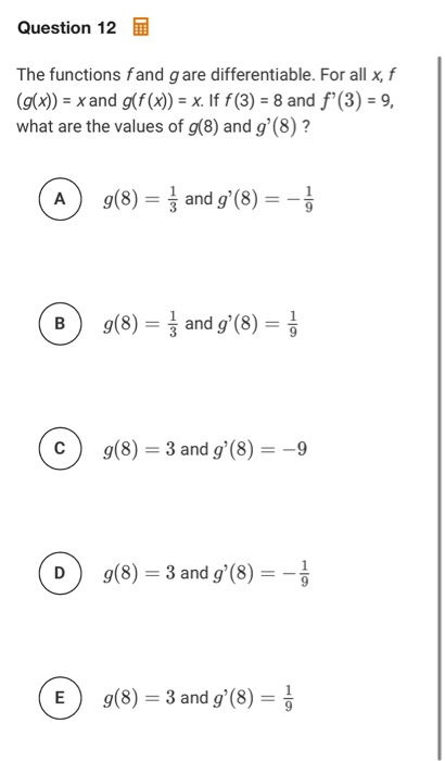 Solved Question 123 The functions fand g are differentiable. | Chegg.com