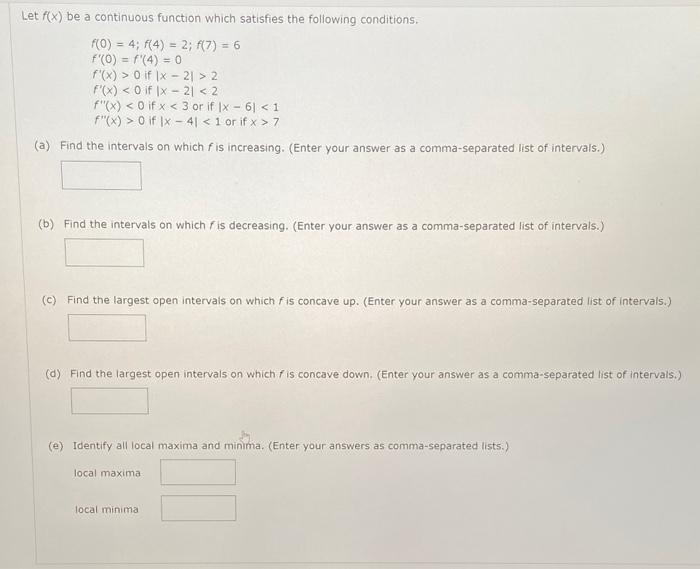 Solved et f(x) be a continuous function which satisfies the | Chegg.com