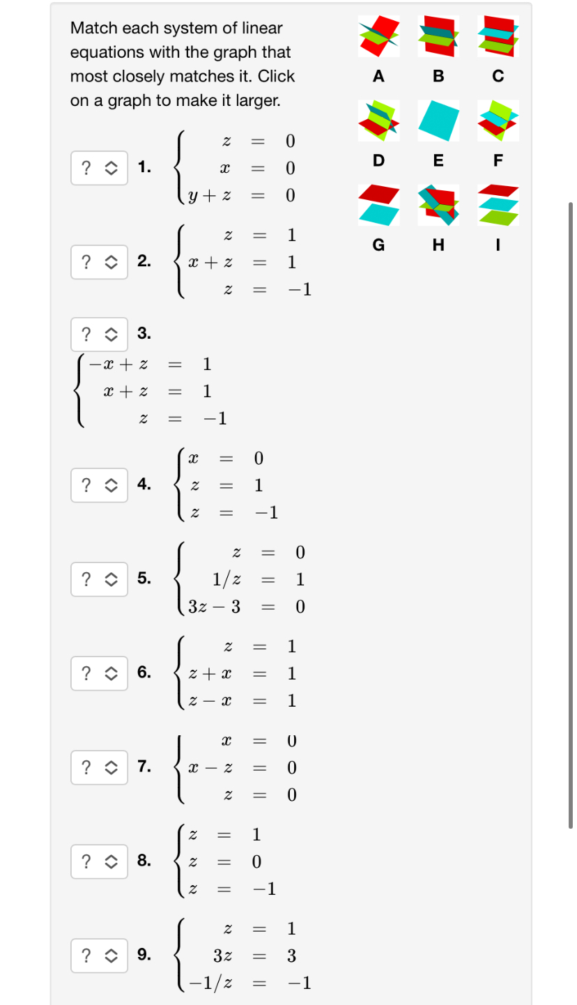 Match each system of linear equations with the graph | Chegg.com