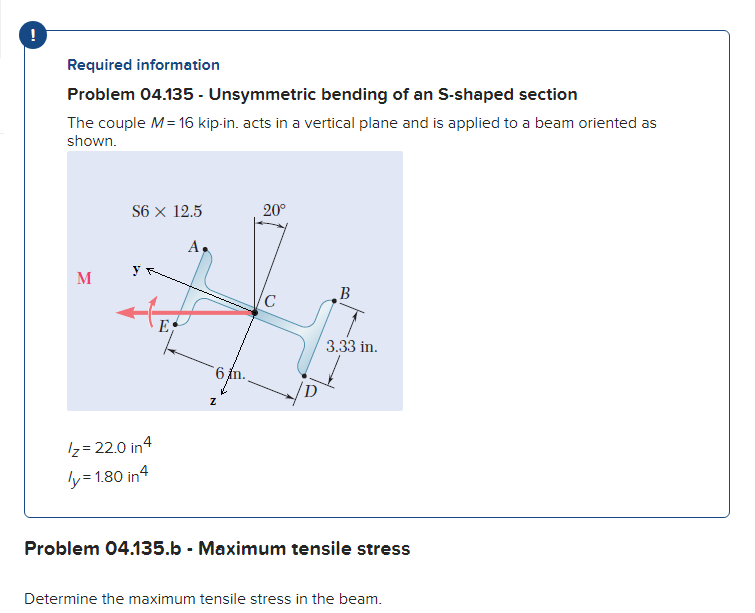 Solved !Required informationProblem 04.135 - ﻿Unsymmetric | Chegg.com