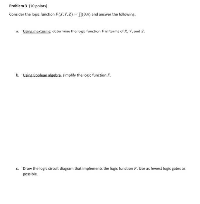 Solved Problem 3 10 Points Consider The Logic Function 2207