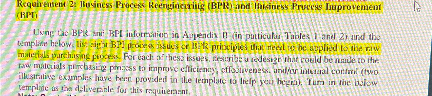 Solved Requirement 2: Business Process Reengineering (BPR) | Chegg.com