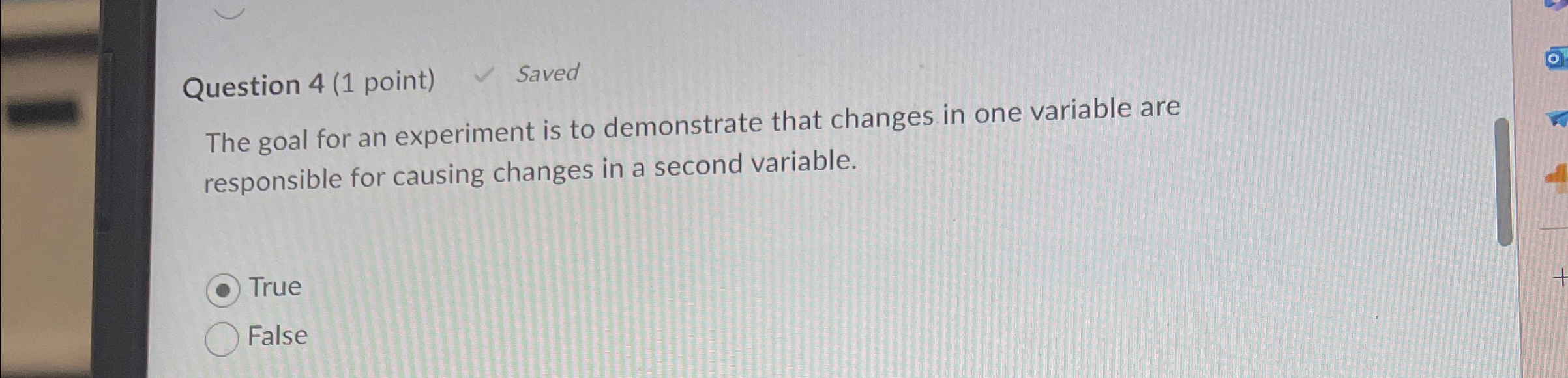 Solved Question 4 (1 ﻿point)( ﻿SavedThe goal for an | Chegg.com