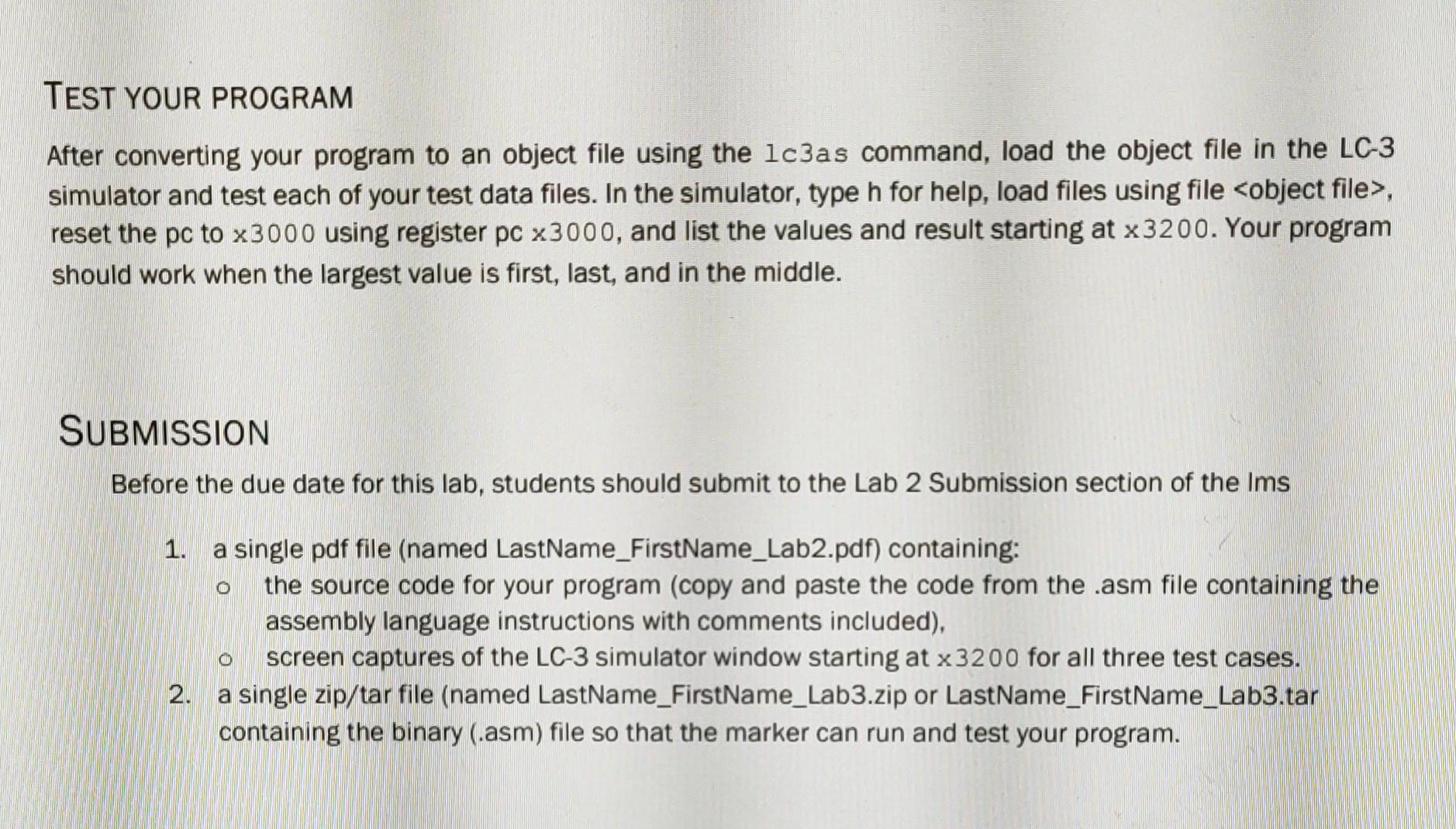 Solved TASK Write a LC-3 assembly language program to | Chegg.com