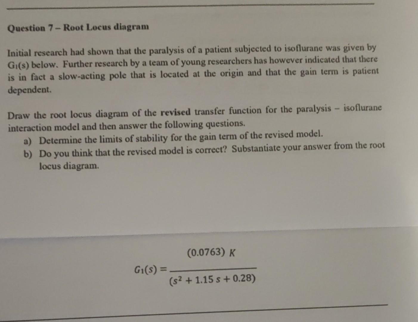 Solved Question 7-Root Locus diagram Initial research had | Chegg.com