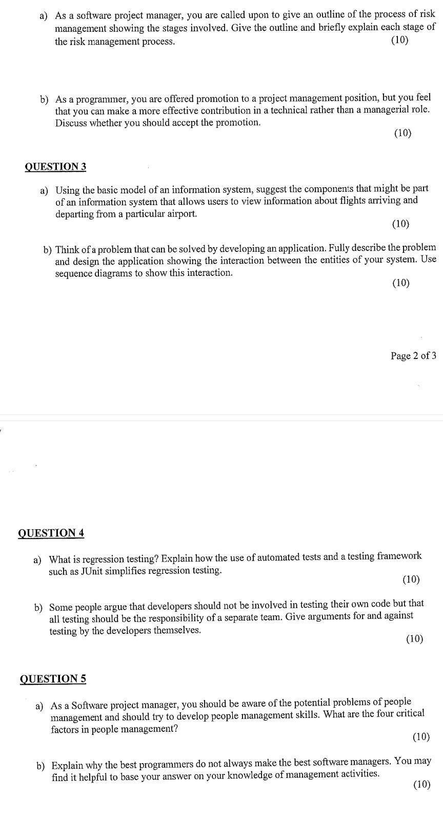 Solved a) As a software project manager, you are called upon | Chegg.com