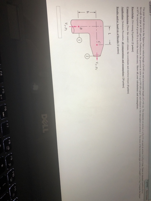 Solved Question The pipe bend shown in the figure has a | Chegg.com