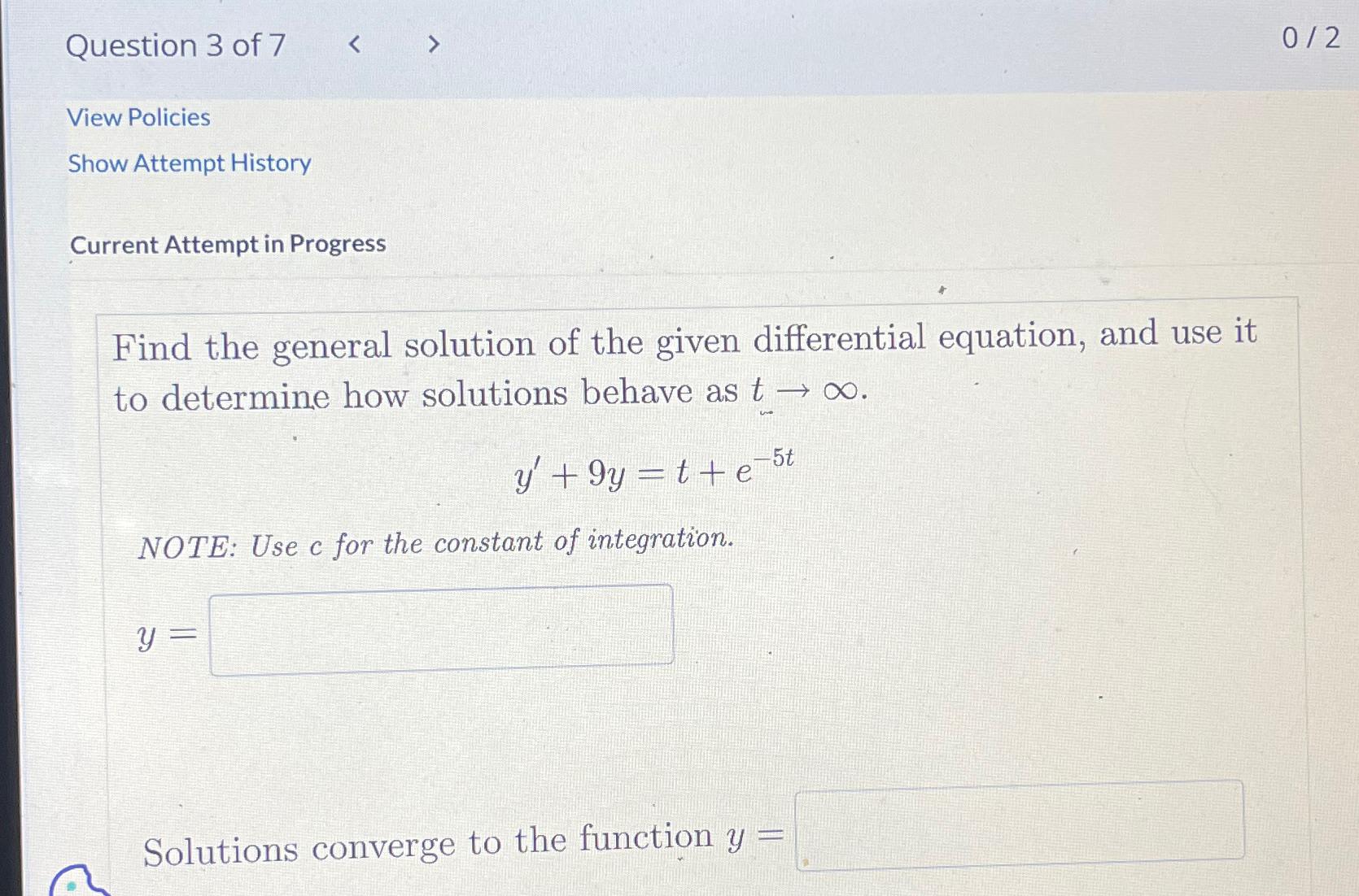 Solved Question 3 ﻿of 702View PoliciesShow Attempt | Chegg.com