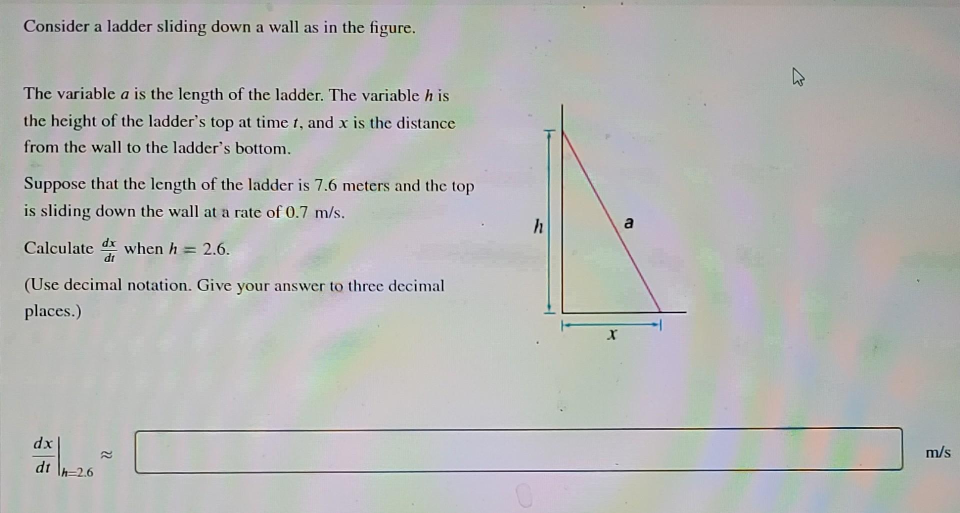 Solved Consider a ladder sliding down a wall as in the | Chegg.com
