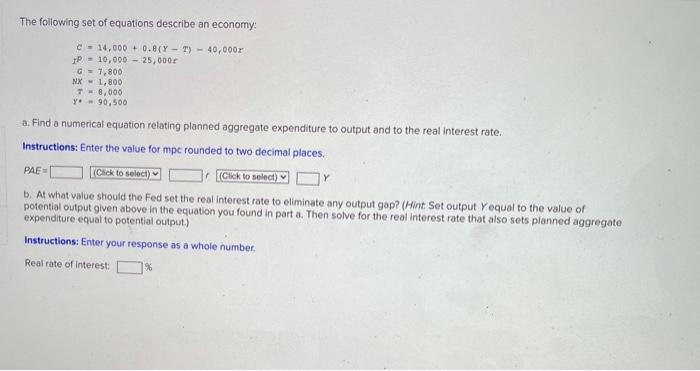 Solved The following set of equations describe an economy C | Chegg.com