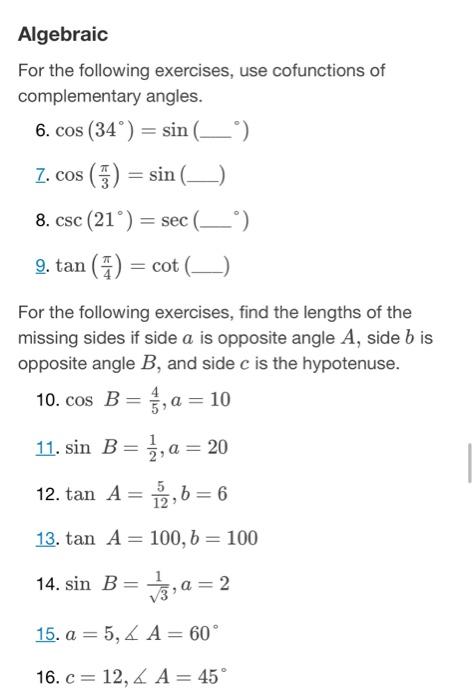 Solved Algebraic For the following exercises, use | Chegg.com