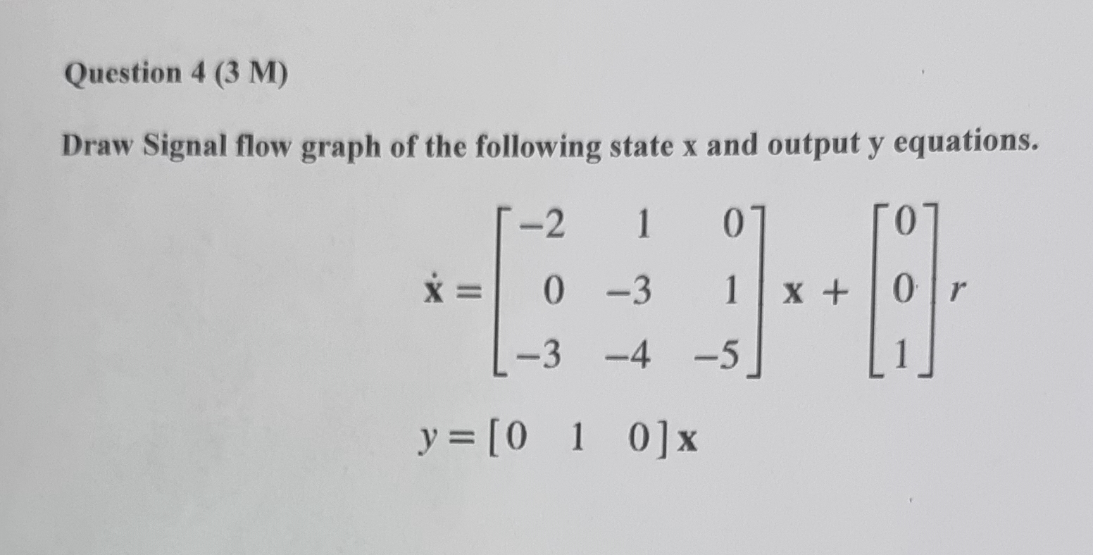 Solved Question 4 (3 ﻿M)Draw Signal flow graph of the | Chegg.com