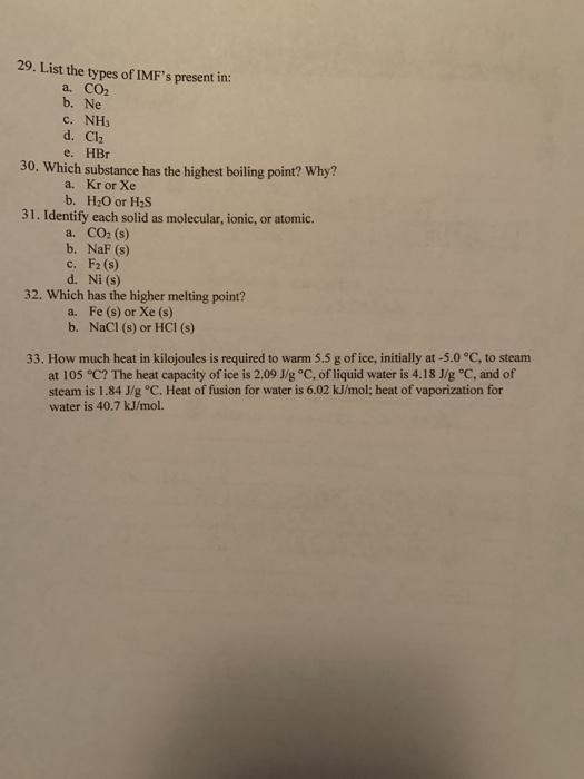 Solved 29. List the types of IMF's present in: a. CO2 b. Ne | Chegg.com