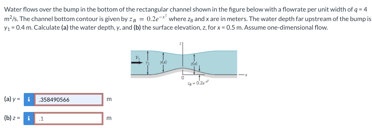 Solved Water flows over the bump in the bottom of the | Chegg.com