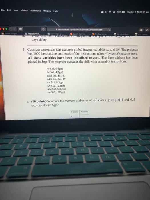 1. Consider a program that declares global integer | Chegg.com