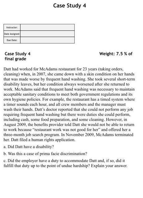 Solved Case Study 4 Case Study 4 Weight: 7.5% of final grade | Chegg.com Solved Case Study 4 Case Study 4 Weight: 7.5% of final grade | Chegg.com
