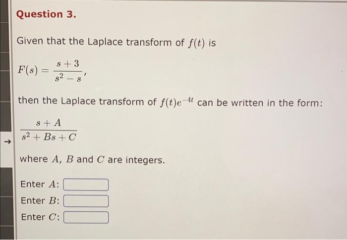 Solved Given that the Laplace transform of f(t) is | Chegg.com