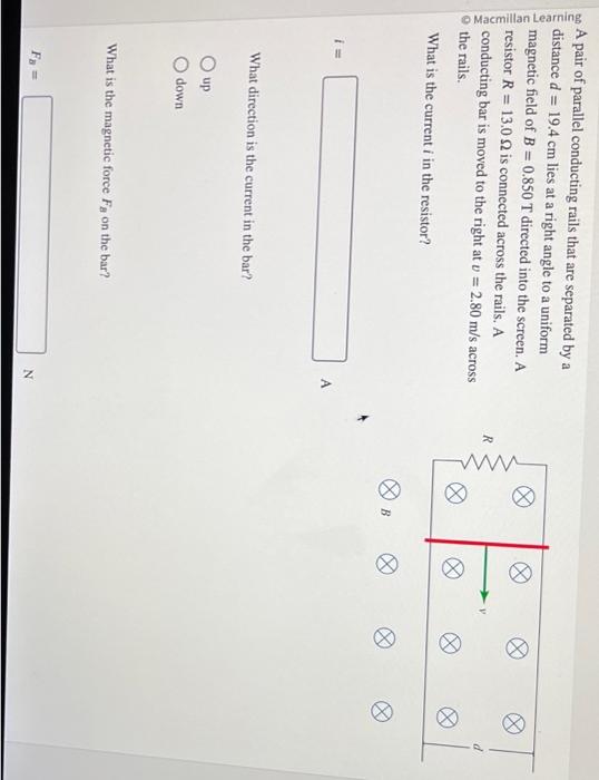 Solved o A pair of parallel conducting rails that are | Chegg.com