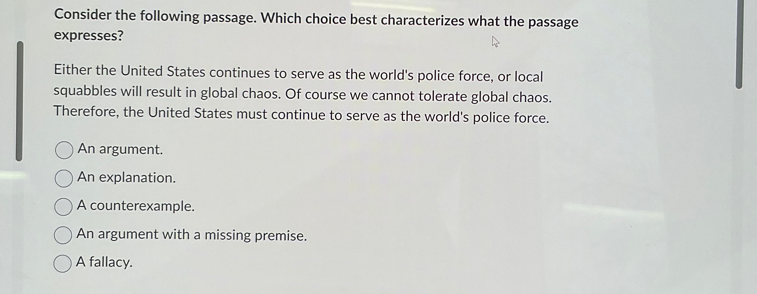 Solved Consider the following passage. Which choice best | Chegg.com